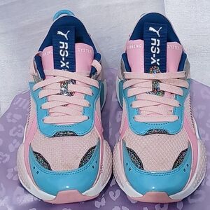 Puma | Shoes | Puma Rsx Aurora Glitter Lace Up Youth Girls Pink ...